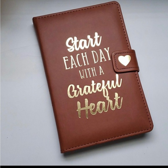 Office | New Brown Gold Faux Leather Start Each Day With A Grateful ...
